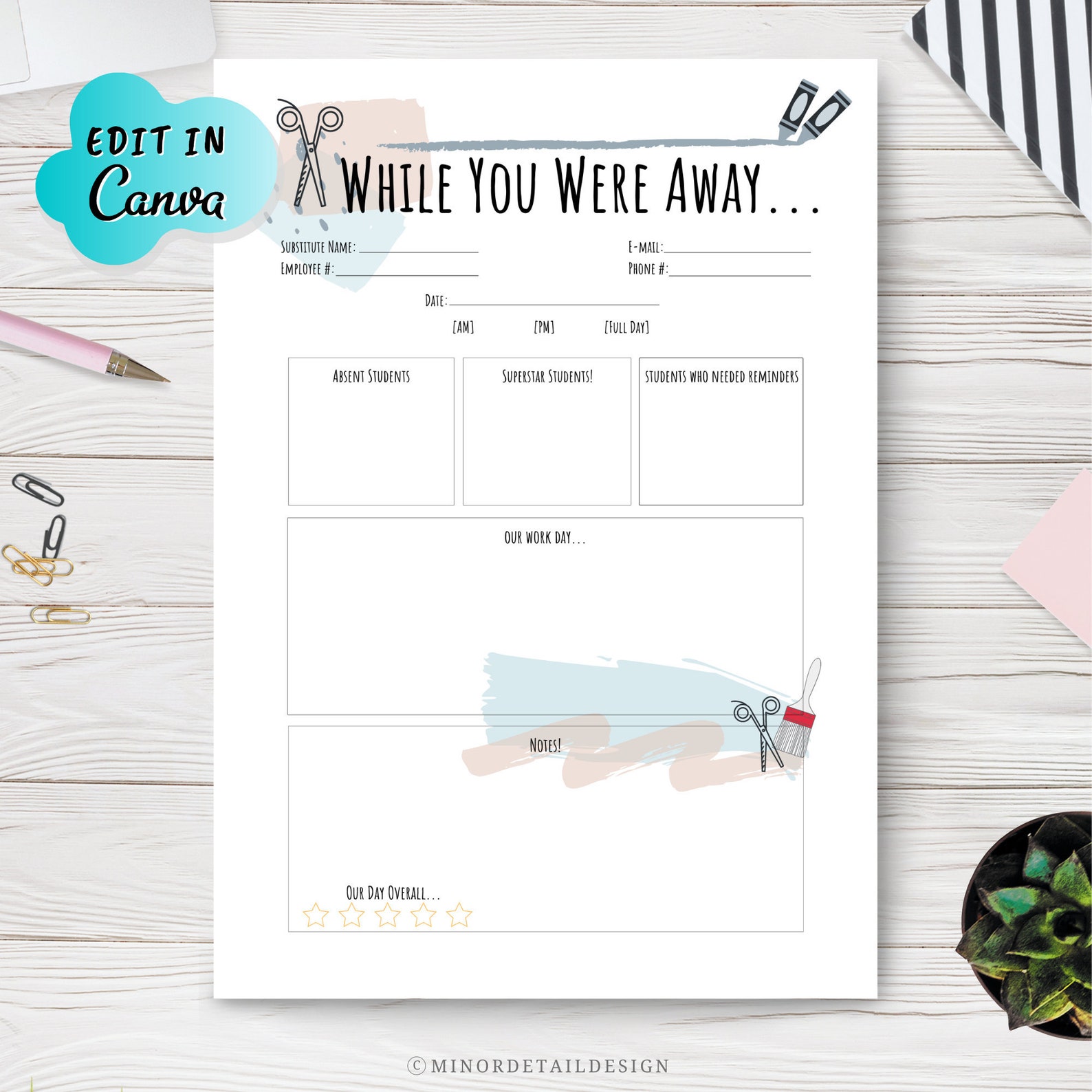 Substitute Note Classroom Notes Personalized Teacher Note - Etsy Canada