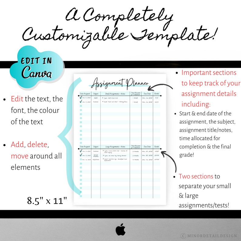 EDITABLE Assignment Tracker Printable, Homeschool Assignment Tracker ...