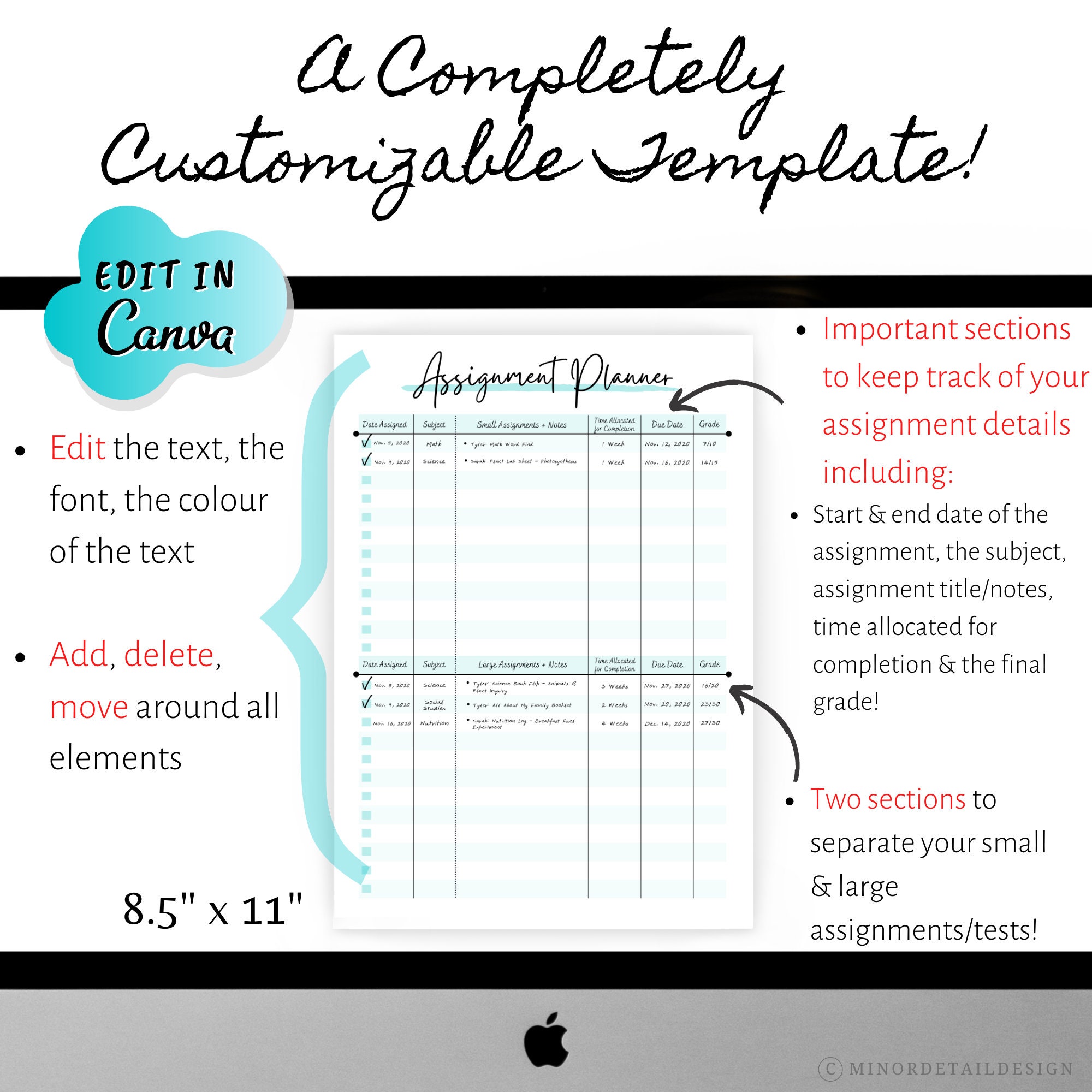 EDITABLE Assignment Tracker Printable, Homeschool Assignment Tracker ...