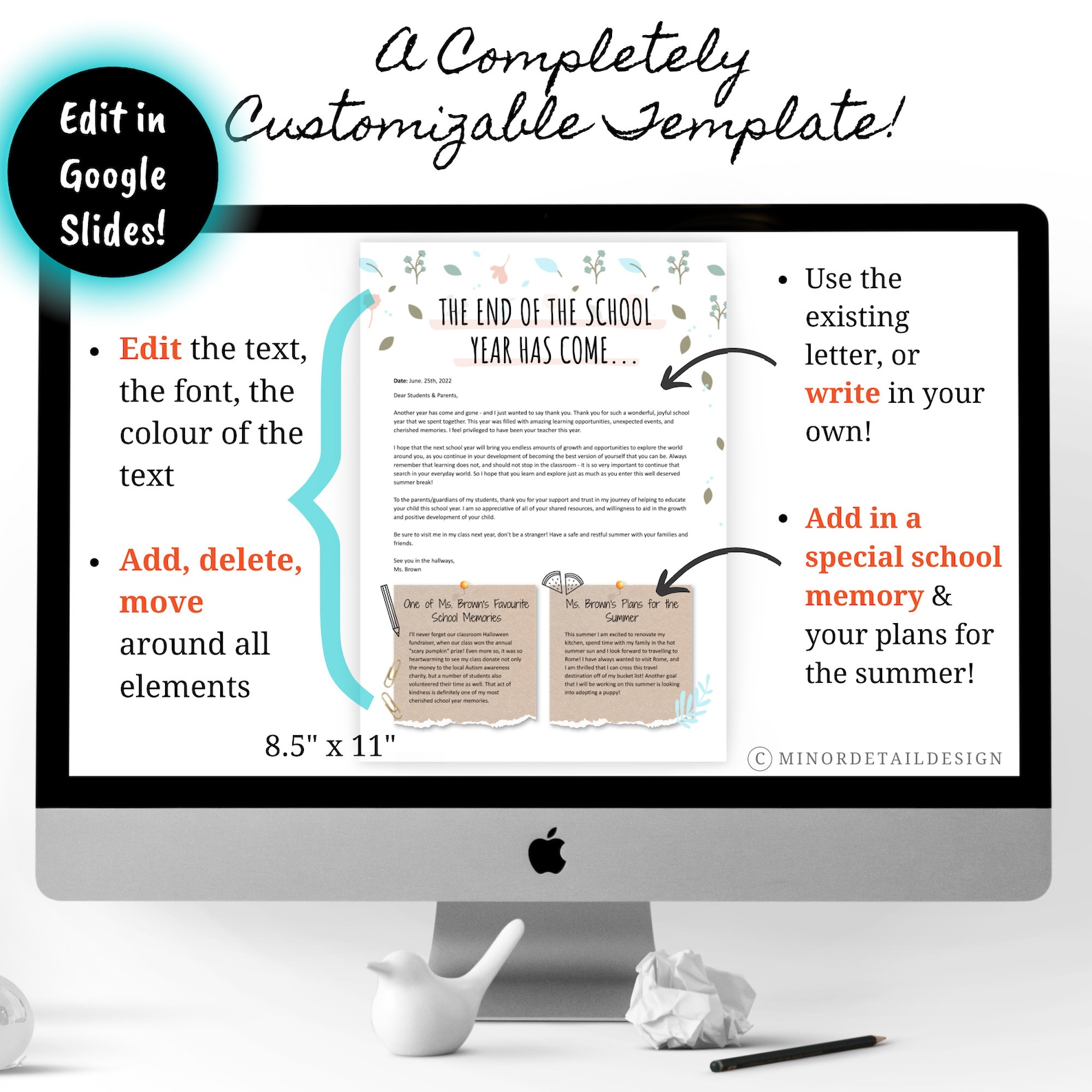 Floral End of Year School Note, End of the Year Note, End of the Year ...
