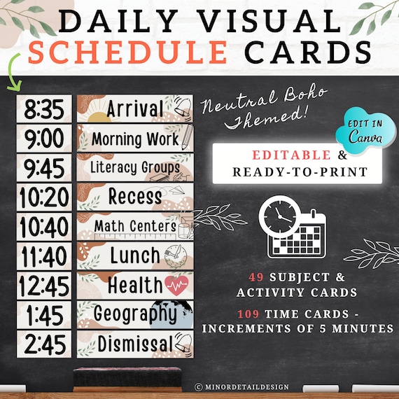EDITABLE Daily Schedule Cards Editable Classroom Schedule - Etsy