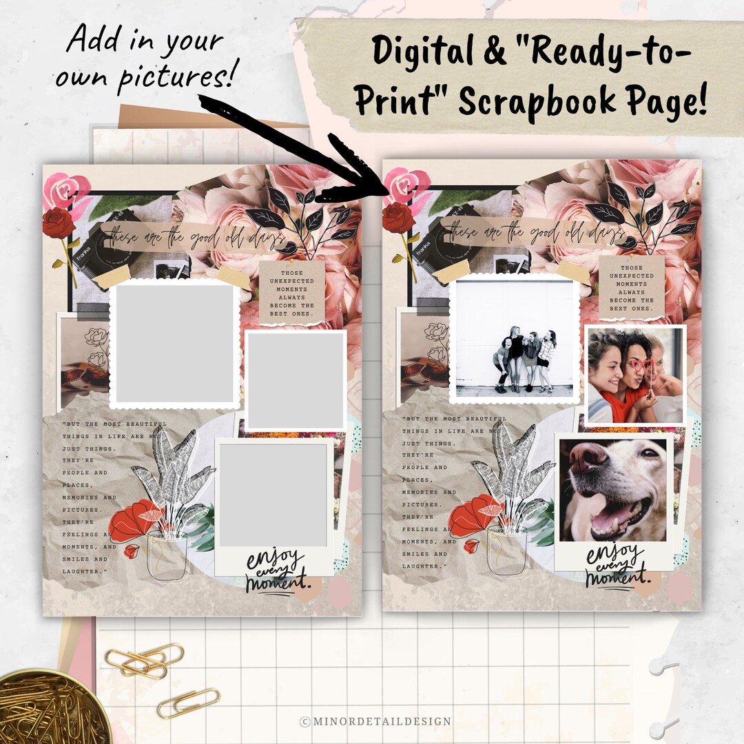 8.5x11 Digital Scrapbook Template, Plain Scrapbook Template, Digital ...