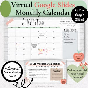Google Slides Calendar, Virtual Calendar Classroom, Digital Classroom ...