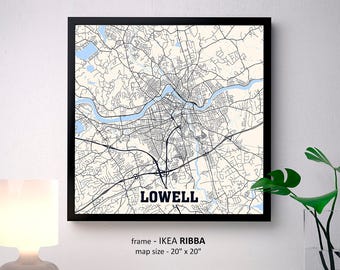 Lowell Massachusetts Neighborhood Map 8x10 Art | Etsy