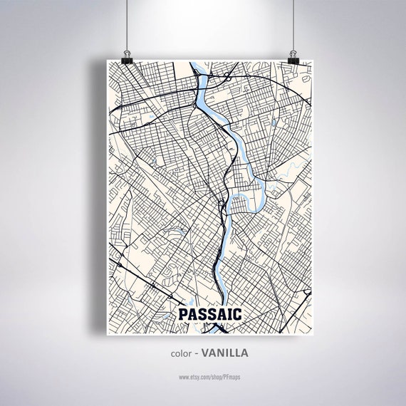Passaic City Map Passaic NJ Map Passaic Map Print Modern Map Poster ...