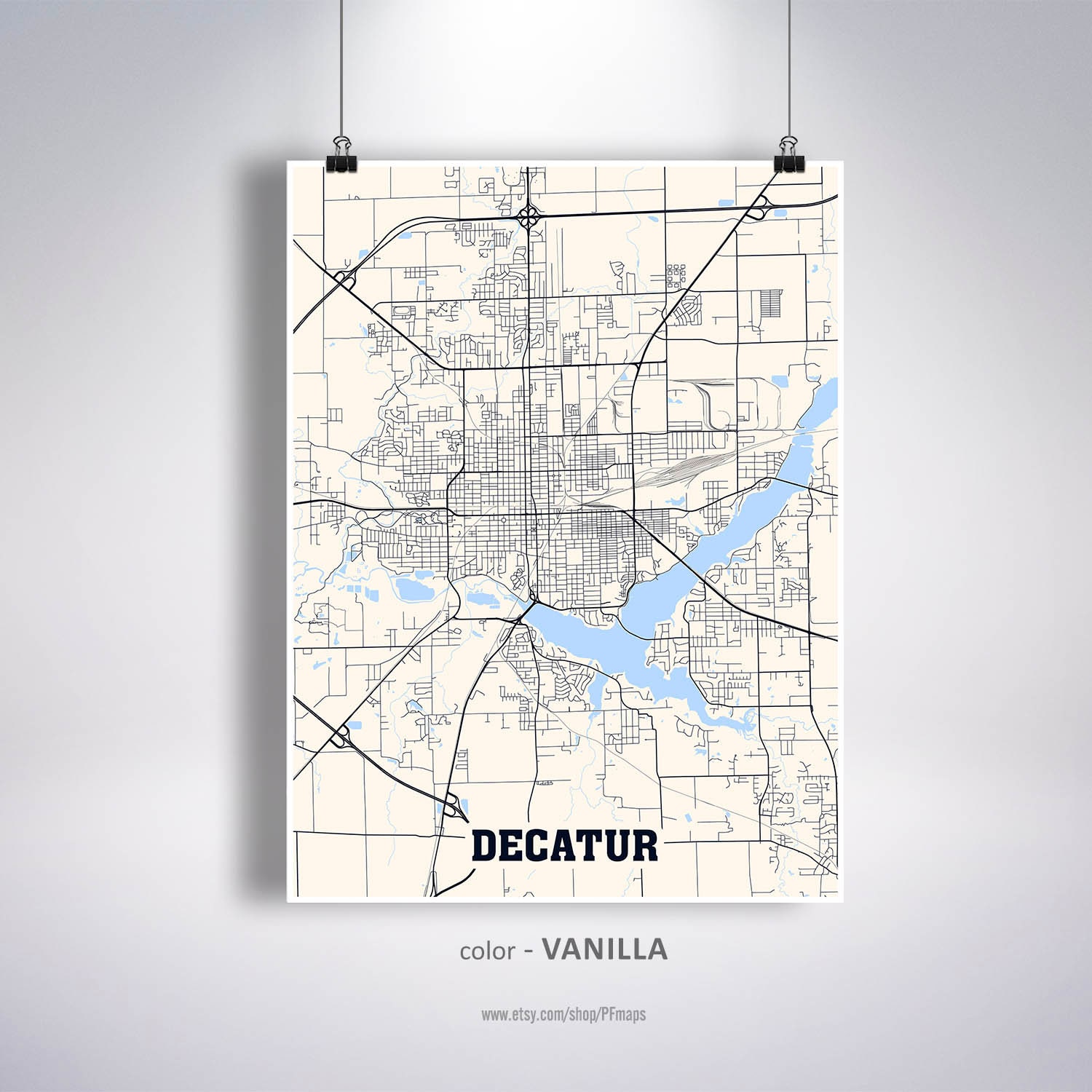 Decatur Map Print Decatur City Map Illinois IL USA Map | Etsy