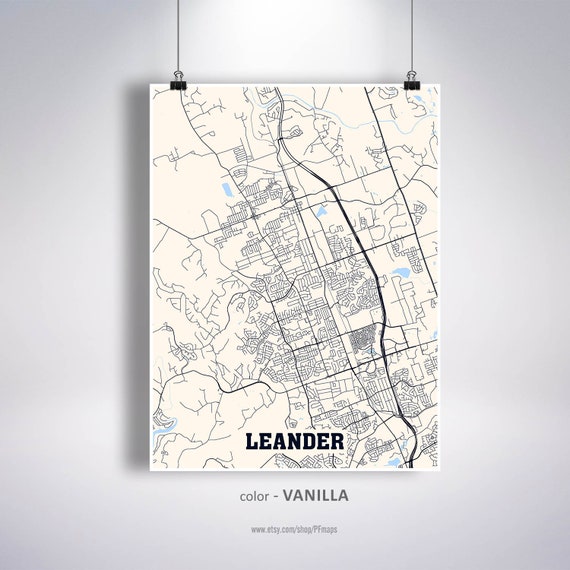 Leander Map Print Leander City Map Texas TX USA Map Poster | Etsy
