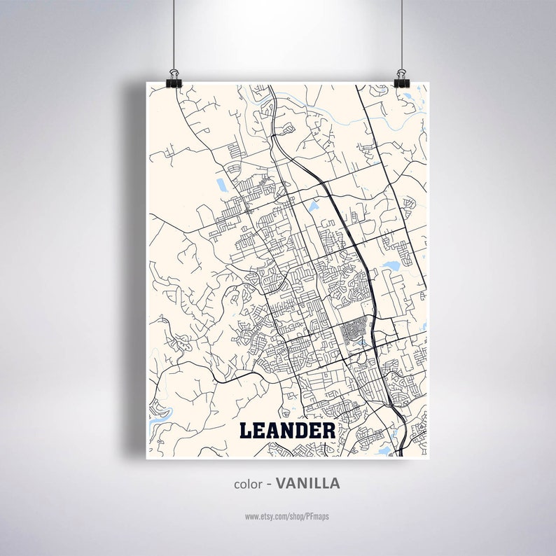 Leander Map Print Leander City Map Texas TX USA Map Poster | Etsy