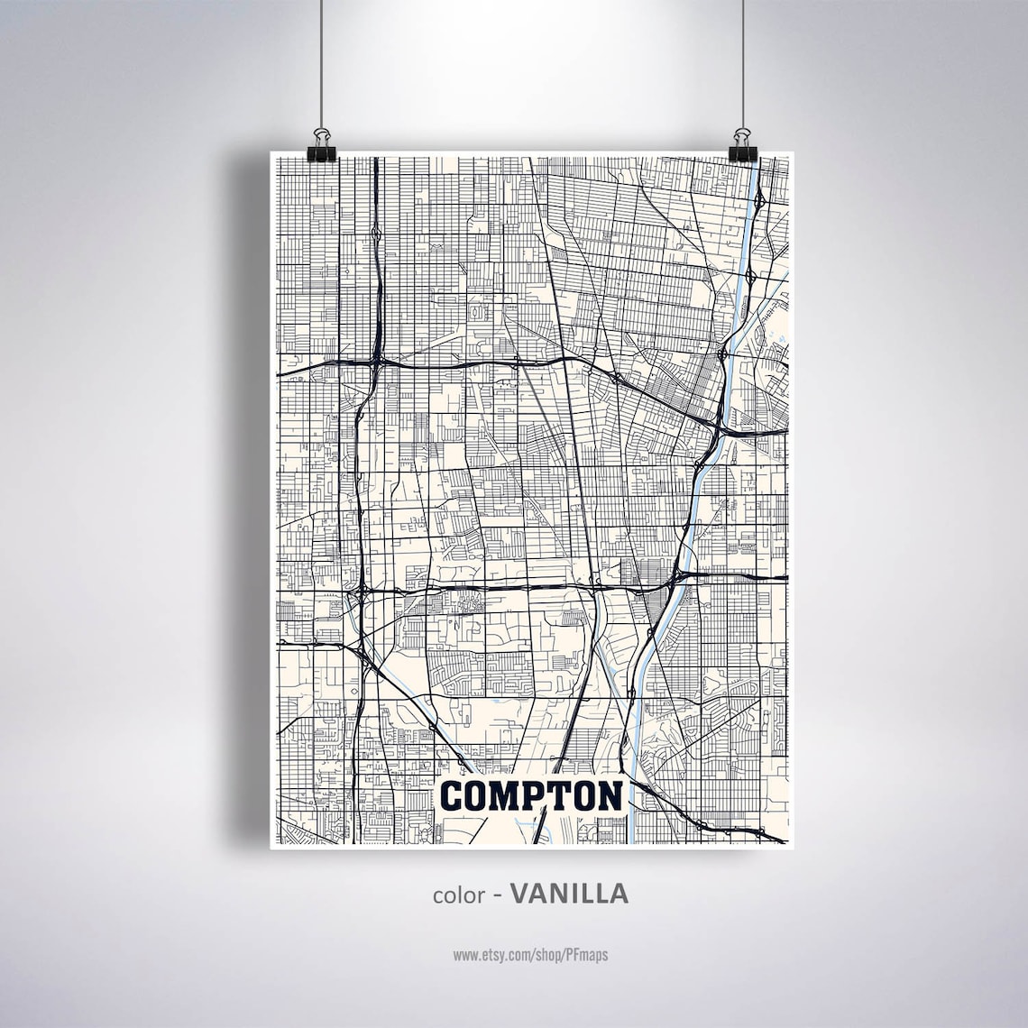 Compton Map Print Compton City Map California CA USA Map | Etsy