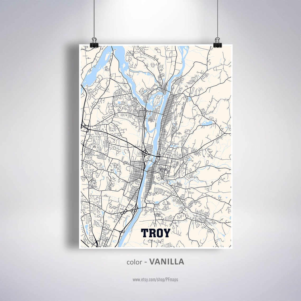 Troy Map Print Troy City Map New York NY USA Map Poster | Etsy