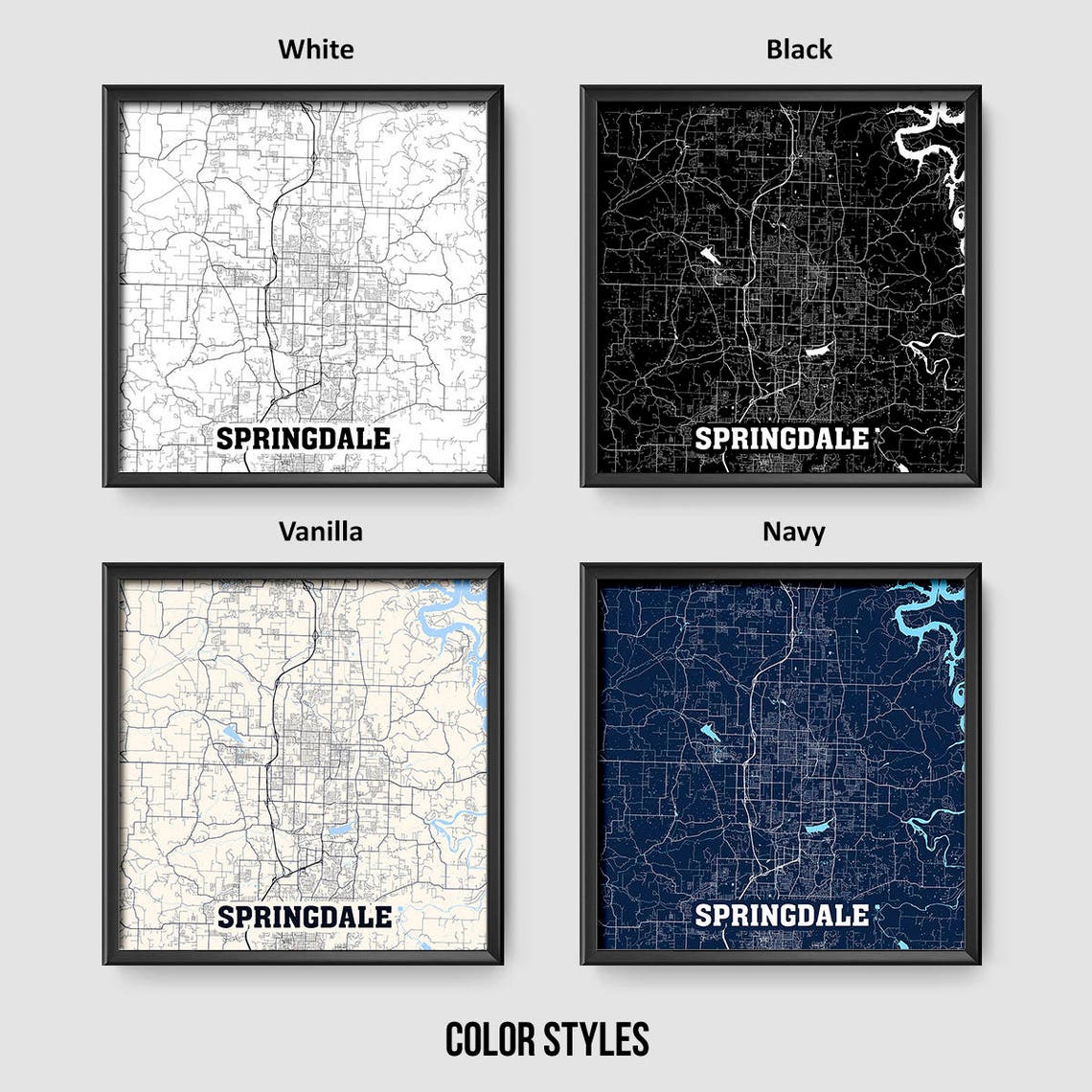 Springdale Arkansas Map Print Springdale Square Map Poster | Etsy