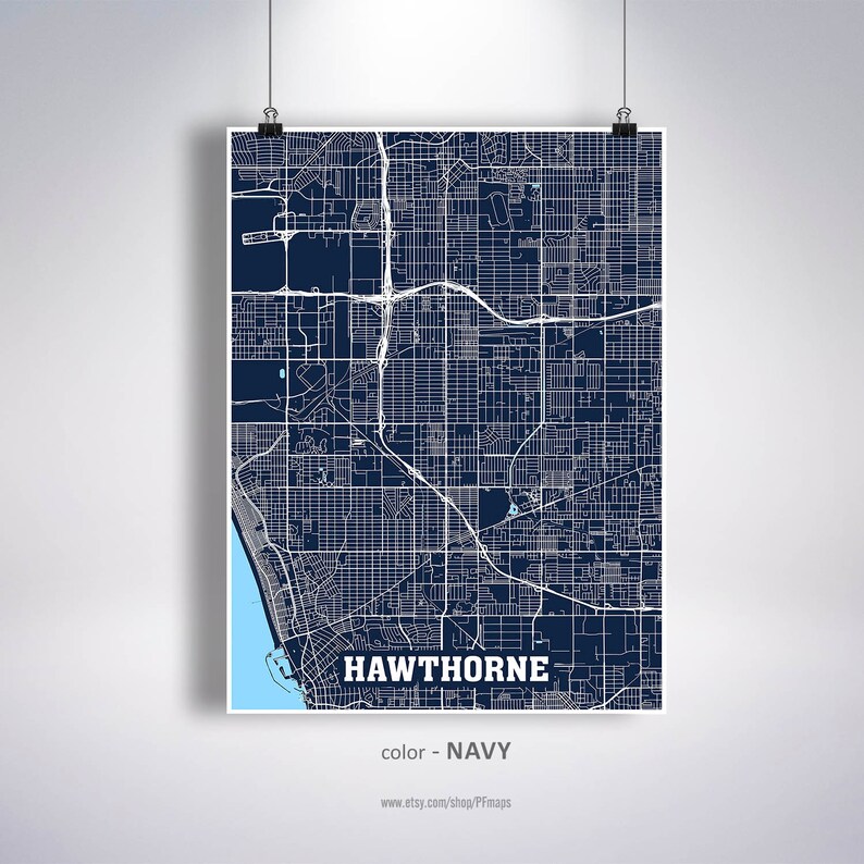 Hawthorne Map Print Hawthorne City Map California CA USA Map | Etsy