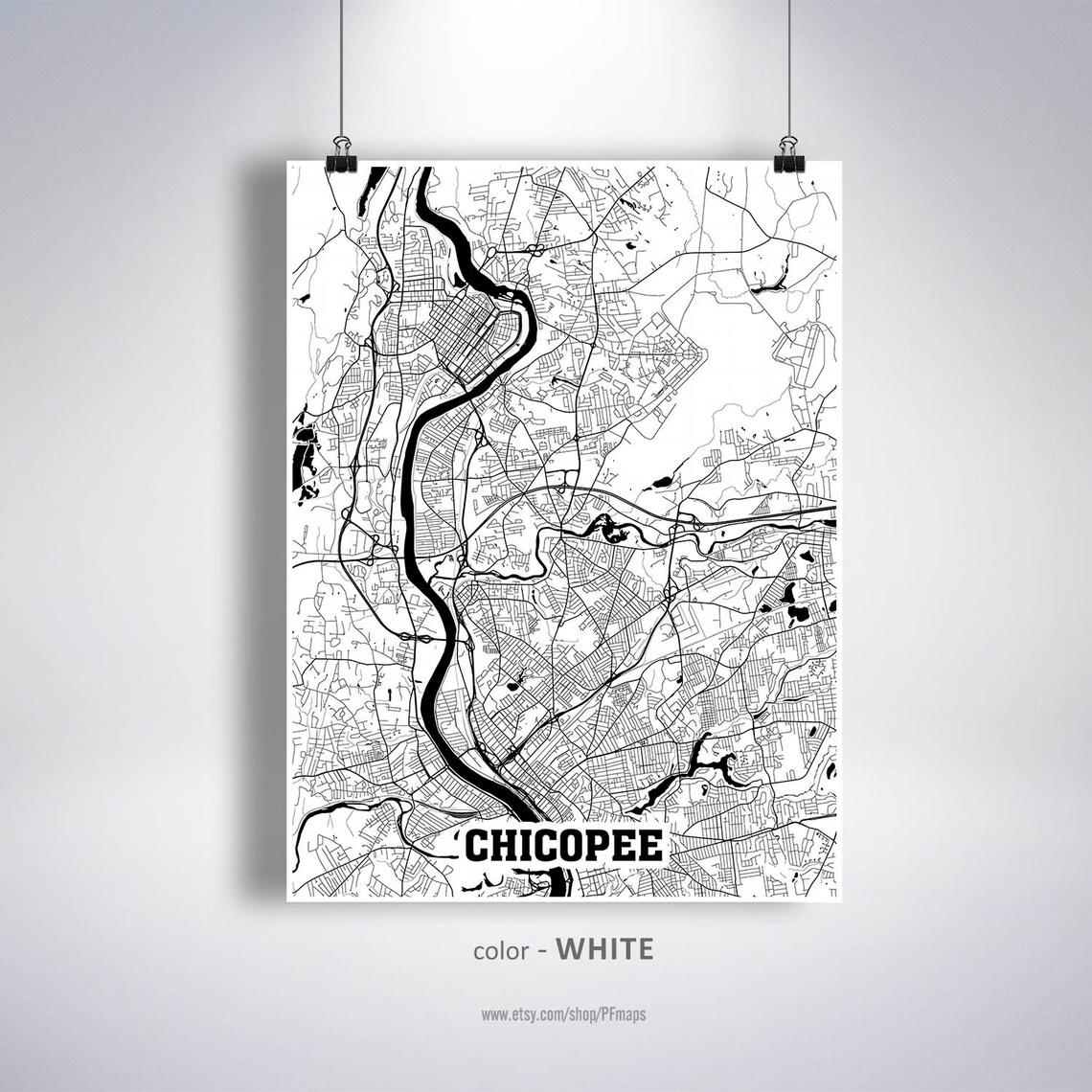Chicopee Map Print Chicopee City Map Massachusetts MA USA | Etsy