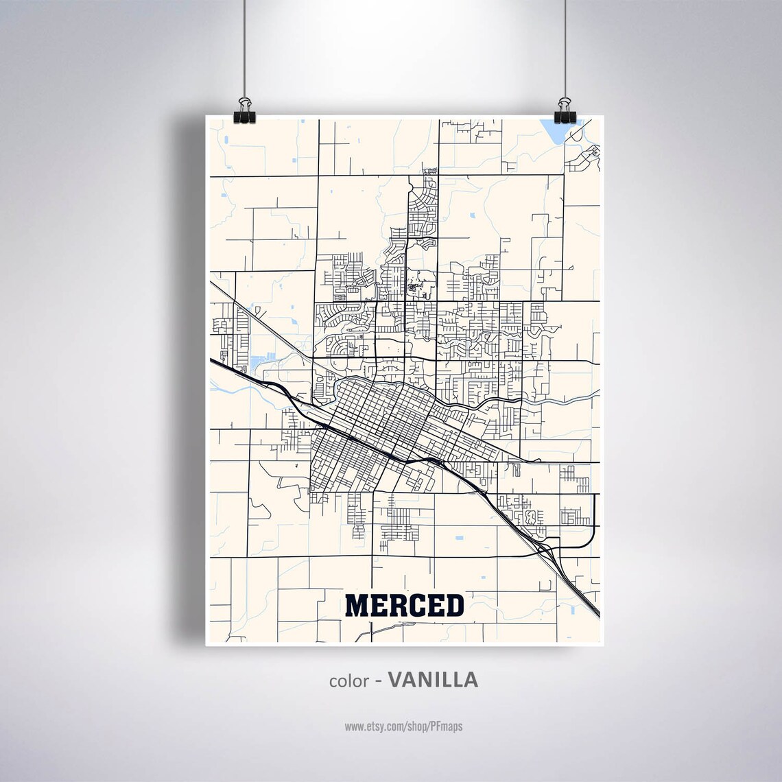 Merced Map Print Merced City Map California CA USA Map | Etsy