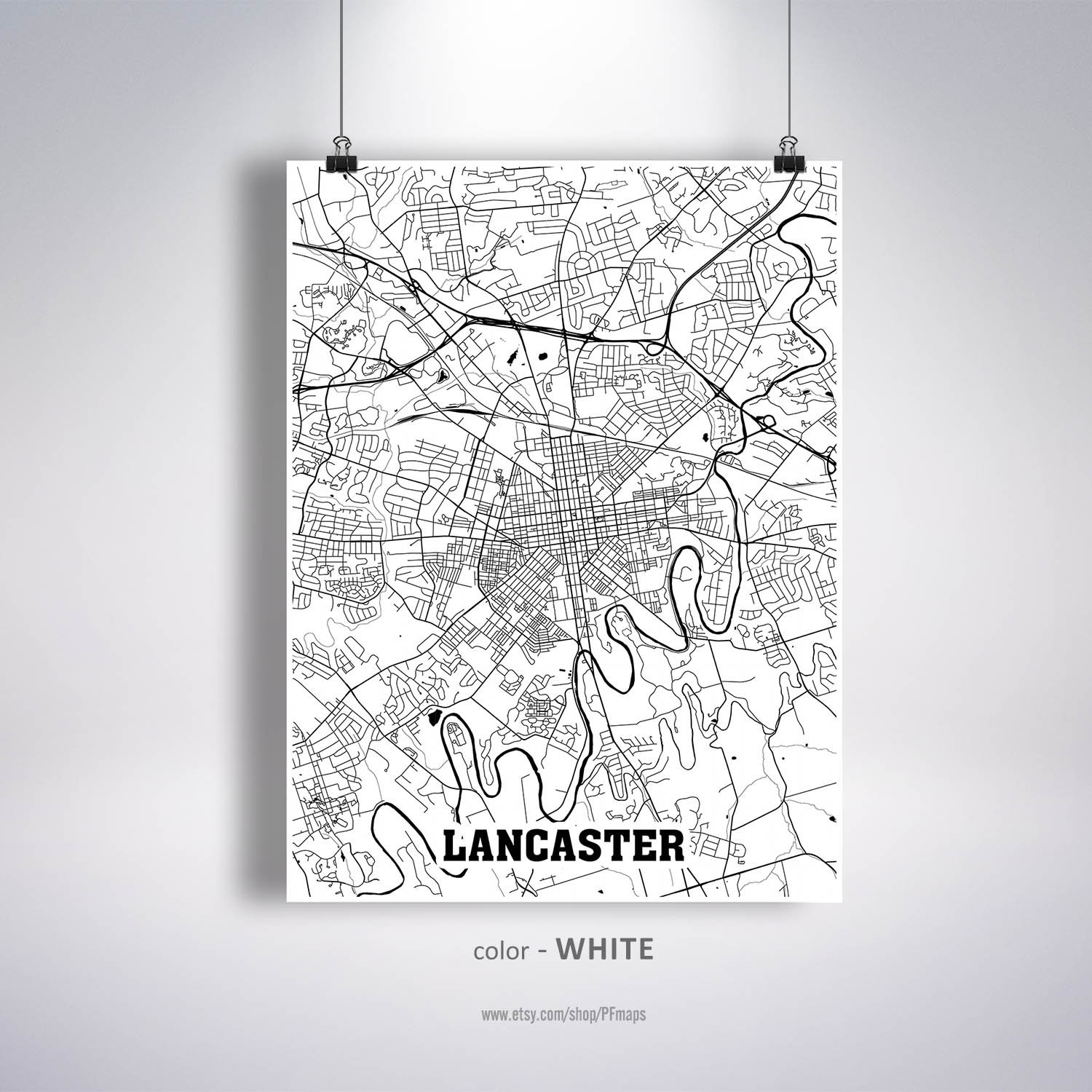 Lancaster Map Print Lancaster City Map Pennsylvania PA USA - Etsy