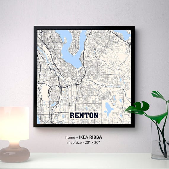 Renton Washington Map Print Renton Square Map Poster Renton | Etsy