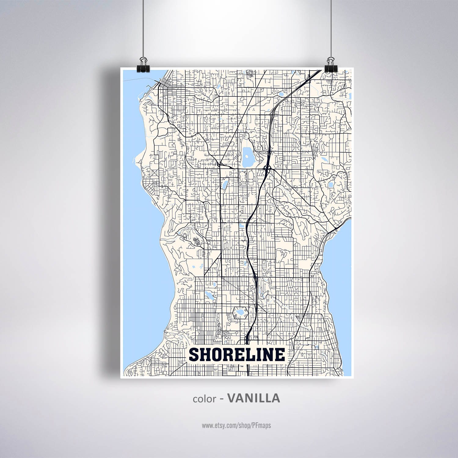 Shoreline Map Print Shoreline City Map Washington WA USA Map | Etsy