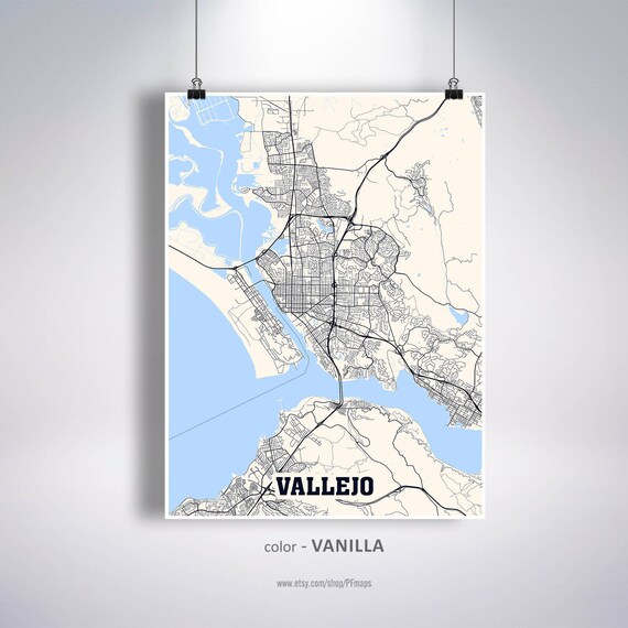 Vallejo Map Print Vallejo City Map California CA USA Map - Etsy