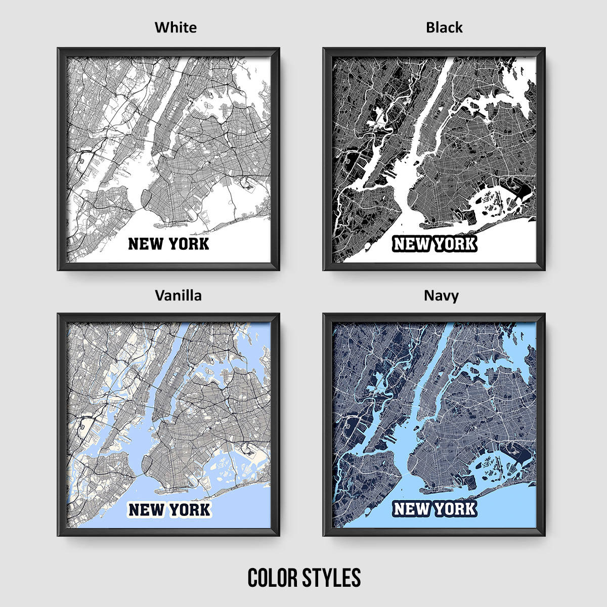 Four Custom City Maps Poster, Discount Set, Personalized Map Print Gift ...