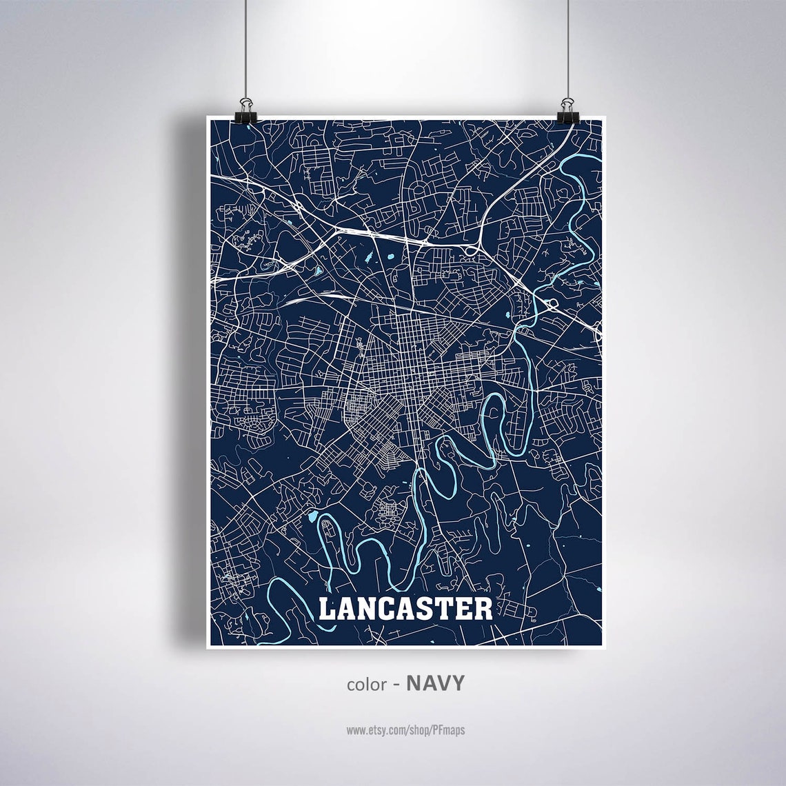 Lancaster Map Print Lancaster City Map Pennsylvania PA USA - Etsy