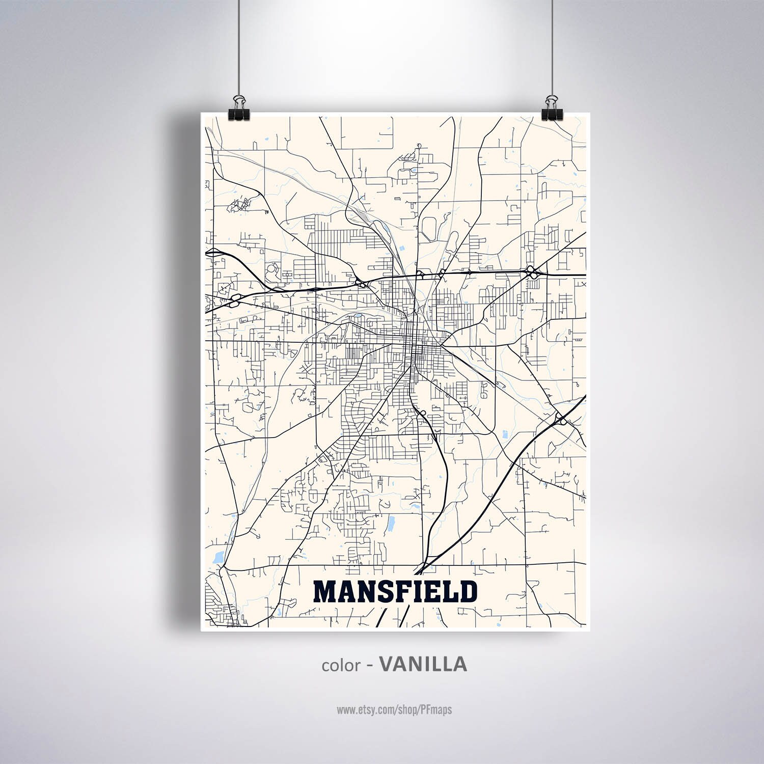 Mansfield Map Print Mansfield City Map Ohio OH USA Map | Etsy