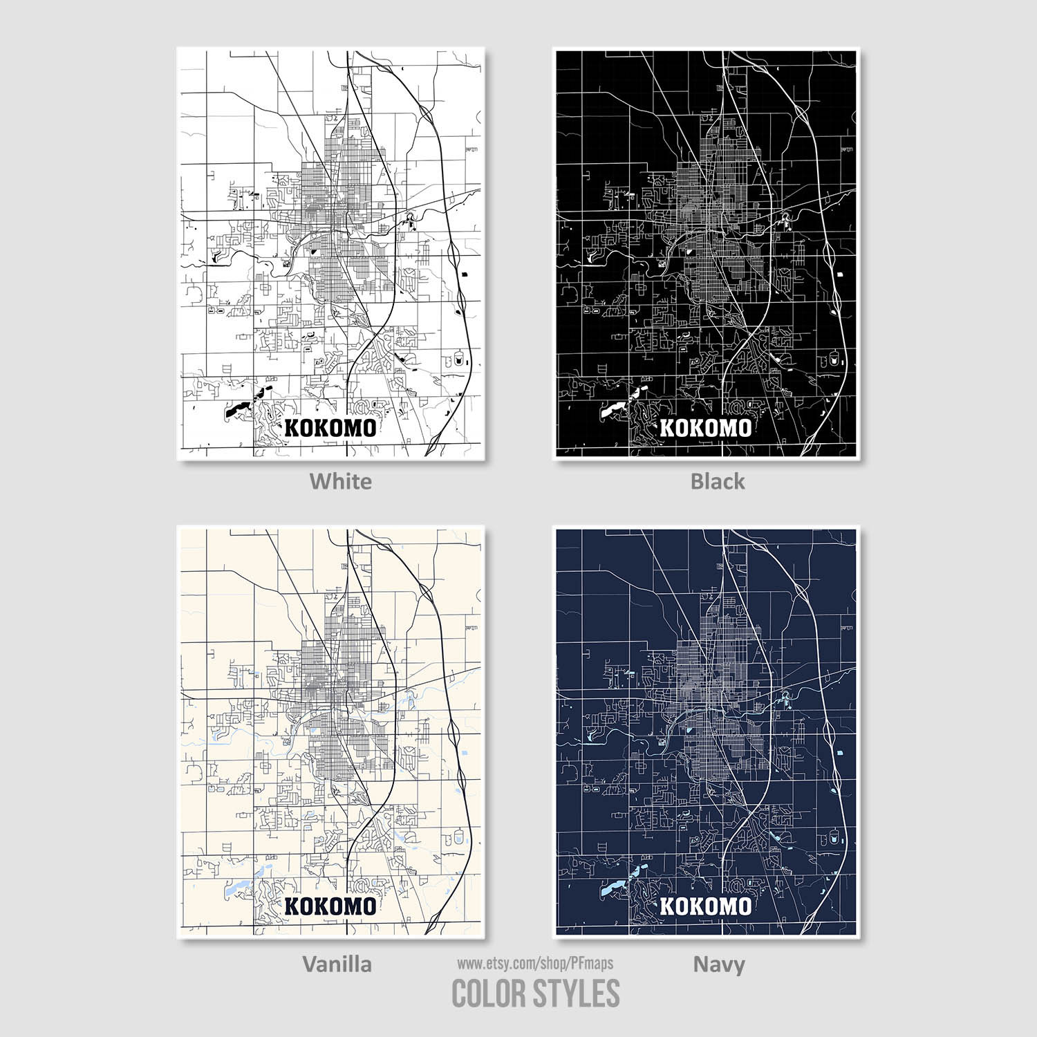 Kokomo Map Print Kokomo City Map Indiana IN USA Map Poster | Etsy