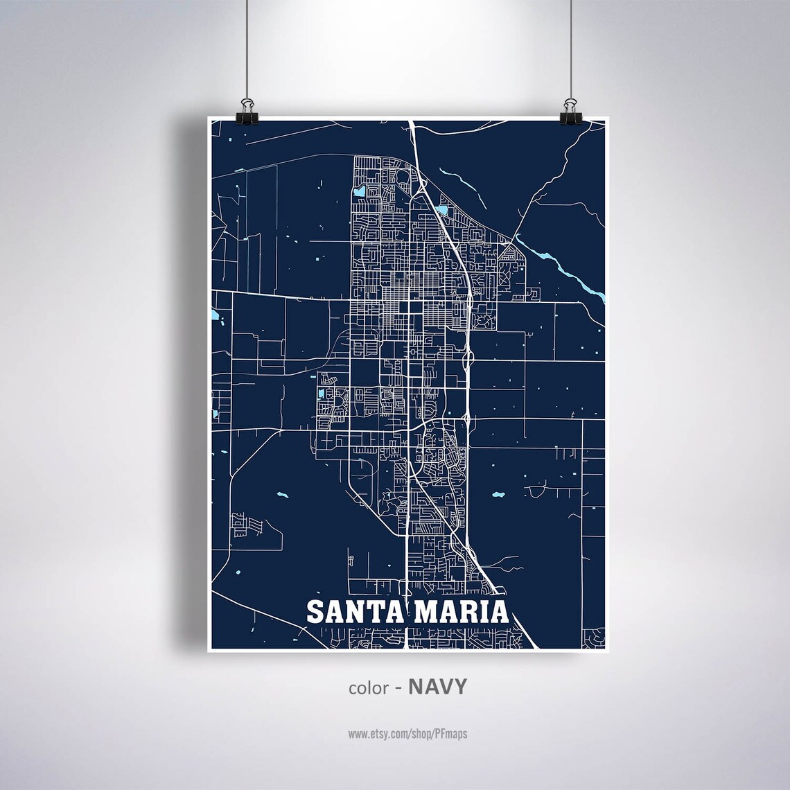 Santa Maria Map Print Santa Maria City Map California CA USA | Etsy