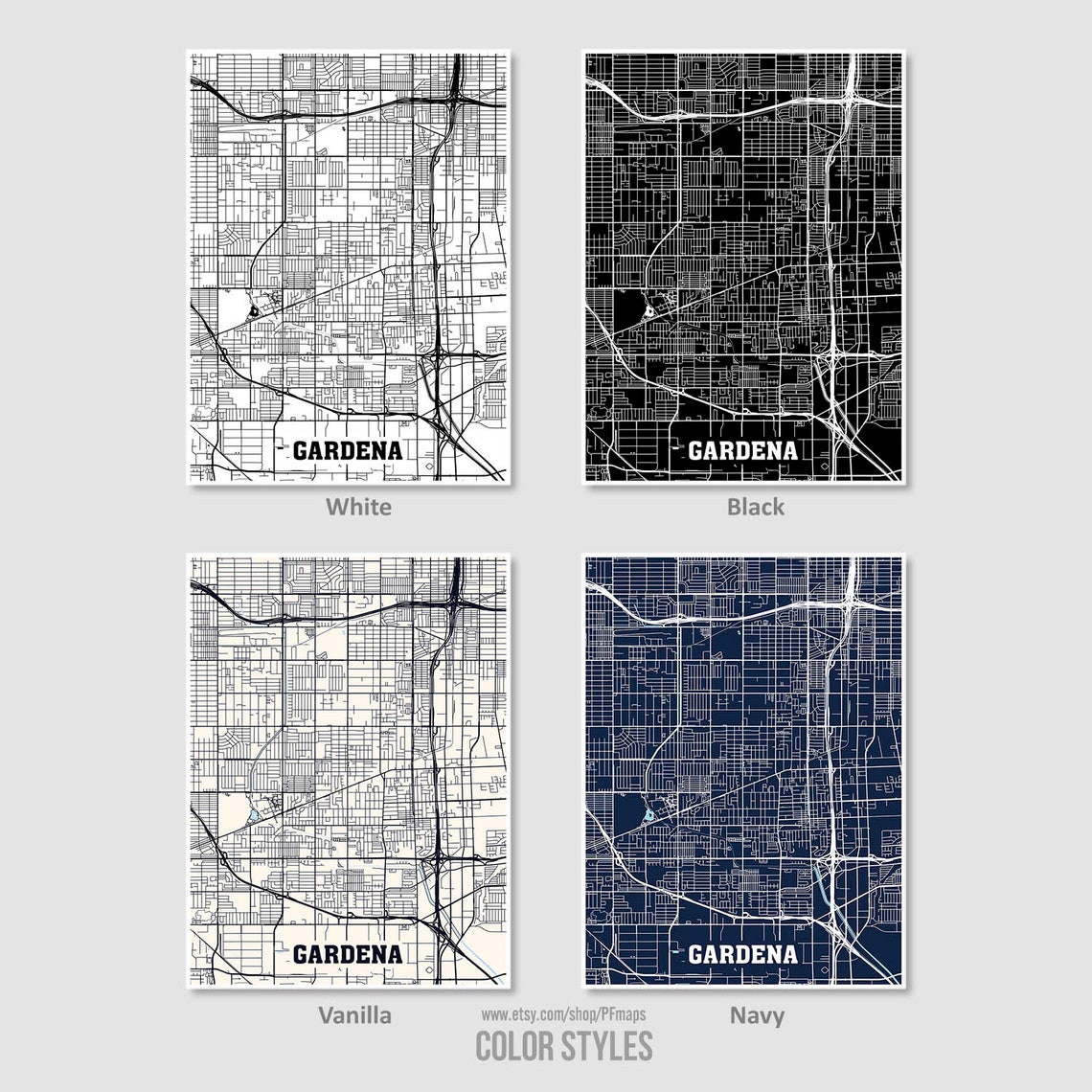 Gardena Map Print Gardena City Map California CA USA Map | Etsy UK