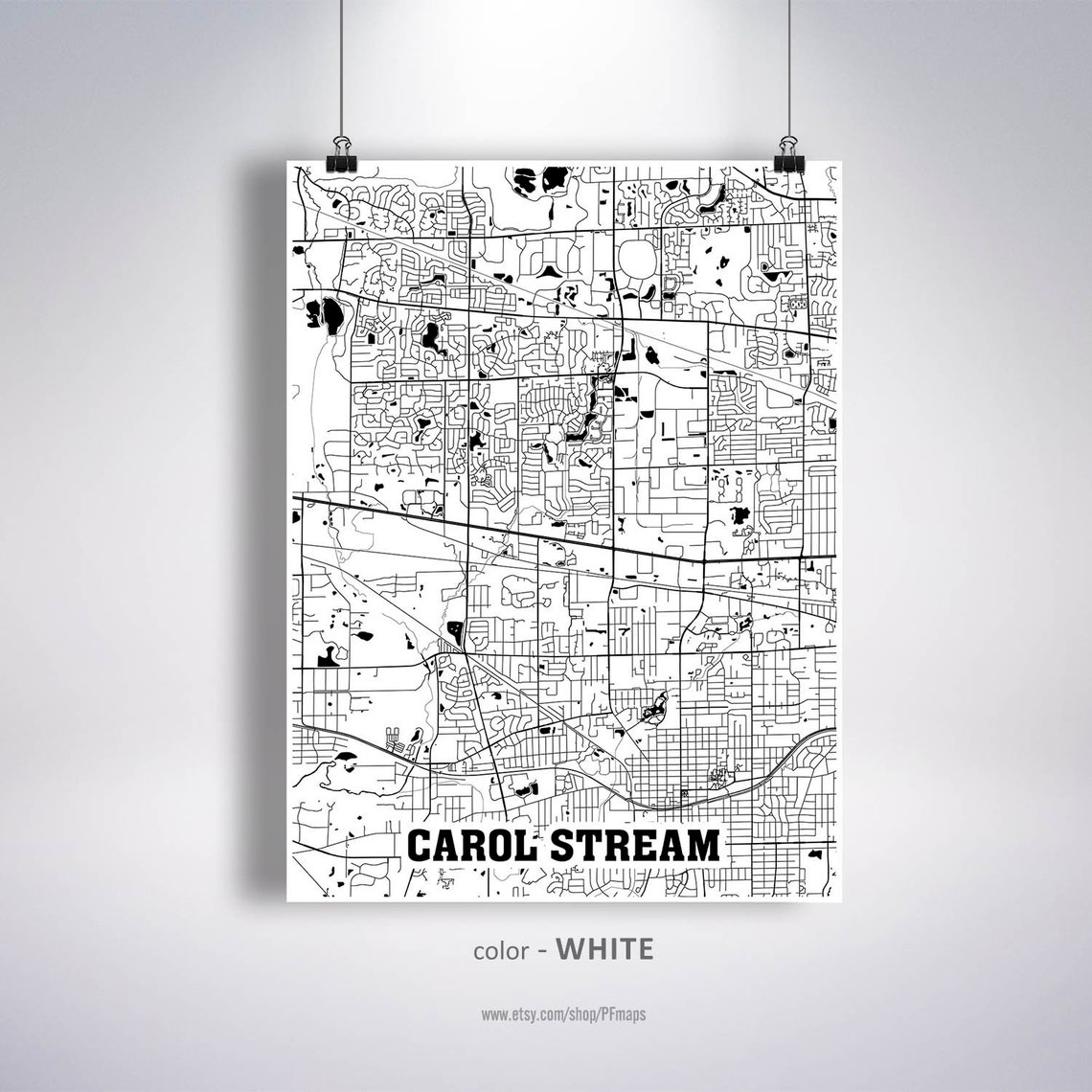 Carol Stream Map Print Carol Stream City Map Illinois IL USA | Etsy