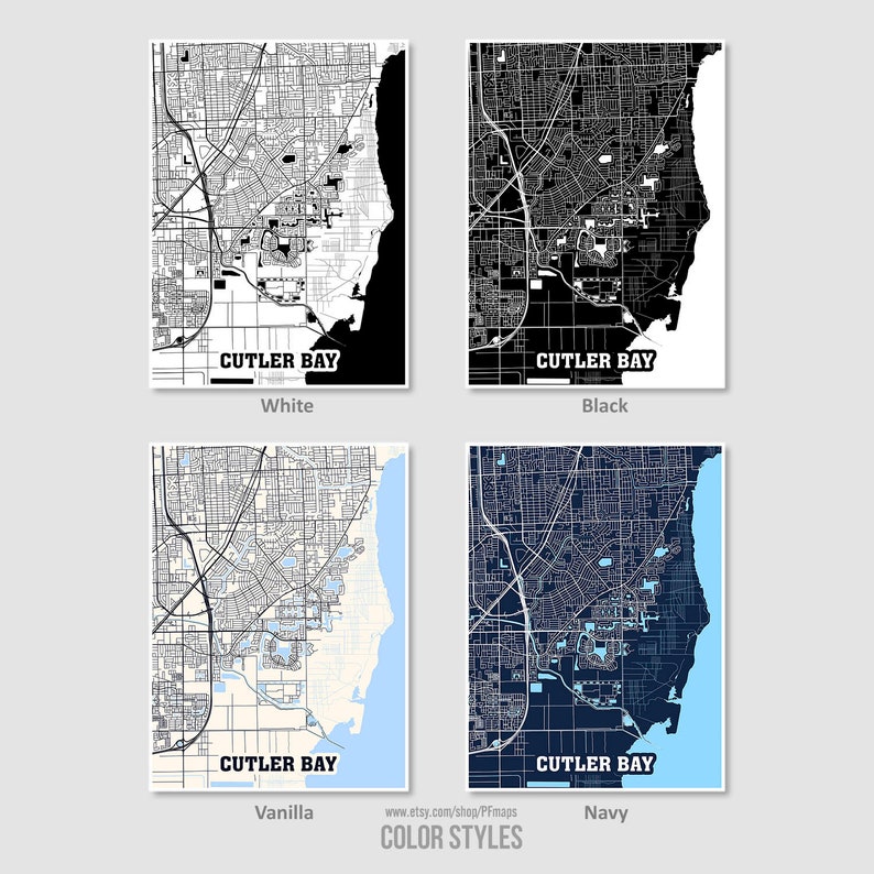 Cutler Bay Map Print Cutler Bay City Map Florida FL USA Map - Etsy