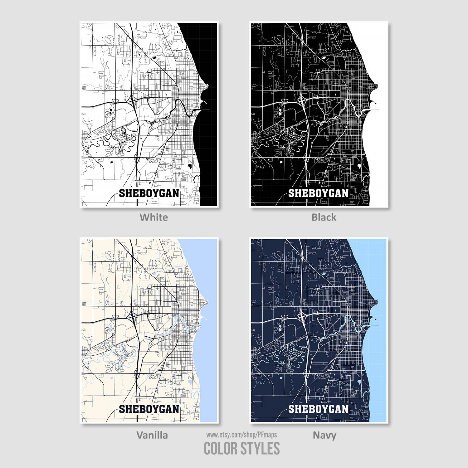 Sheboygan Map Print Sheboygan City Map Wisconsin WI USA Map - Etsy