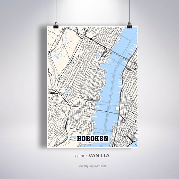Art & Collectibles Digital Prints Hoboken New Jersey map Hoboken print ...