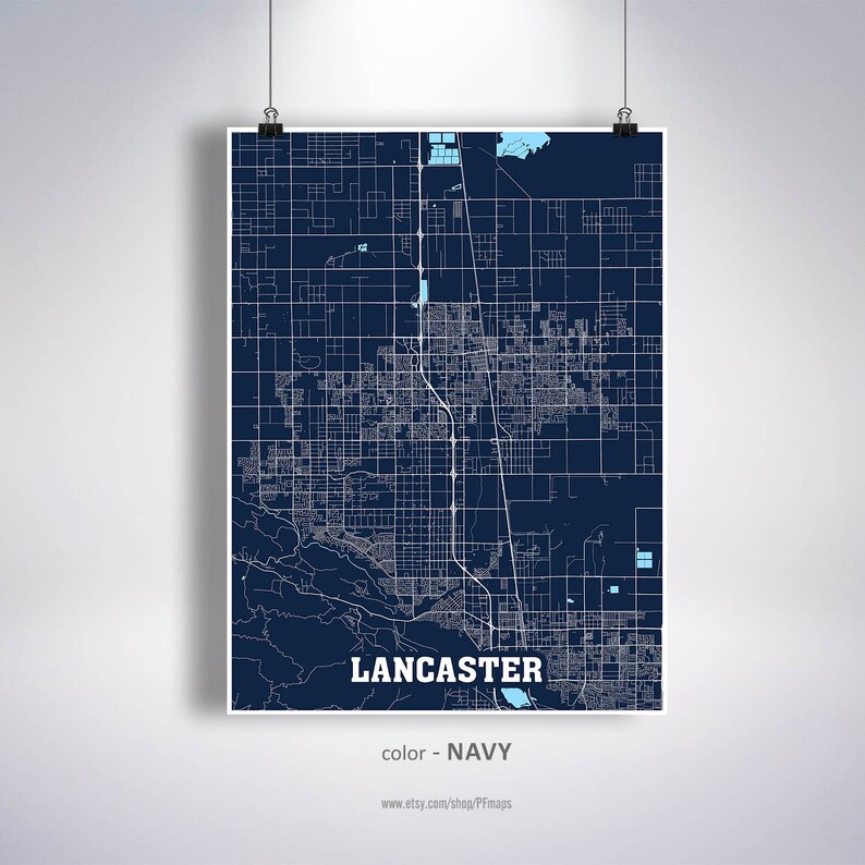 Lancaster Map Print Lancaster City Map California CA USA Map | Etsy