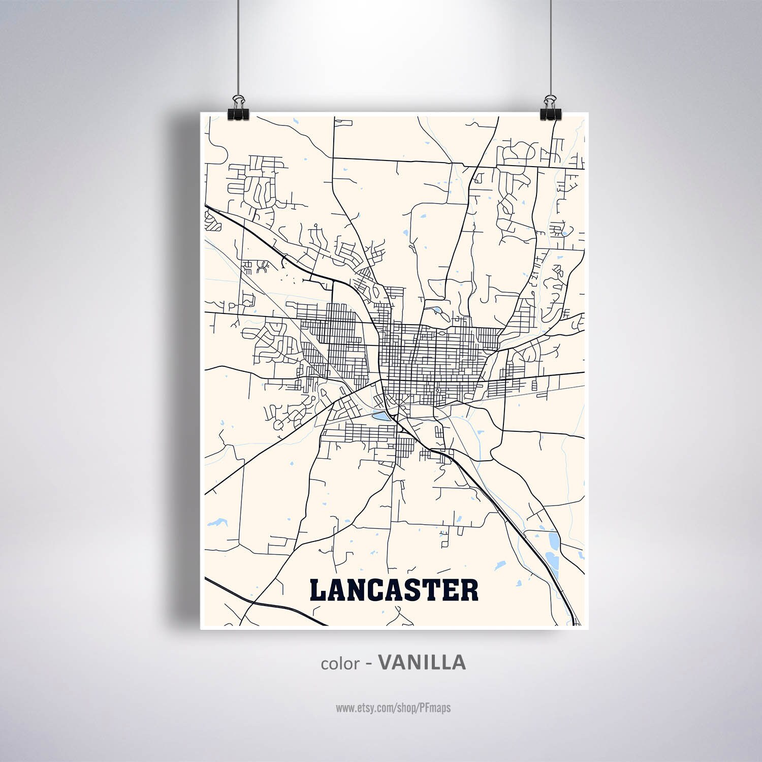 Lancaster Map Print Lancaster City Map Ohio OH USA Map | Etsy