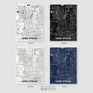 Carol Stream Map Print Carol Stream City Map Illinois IL USA | Etsy