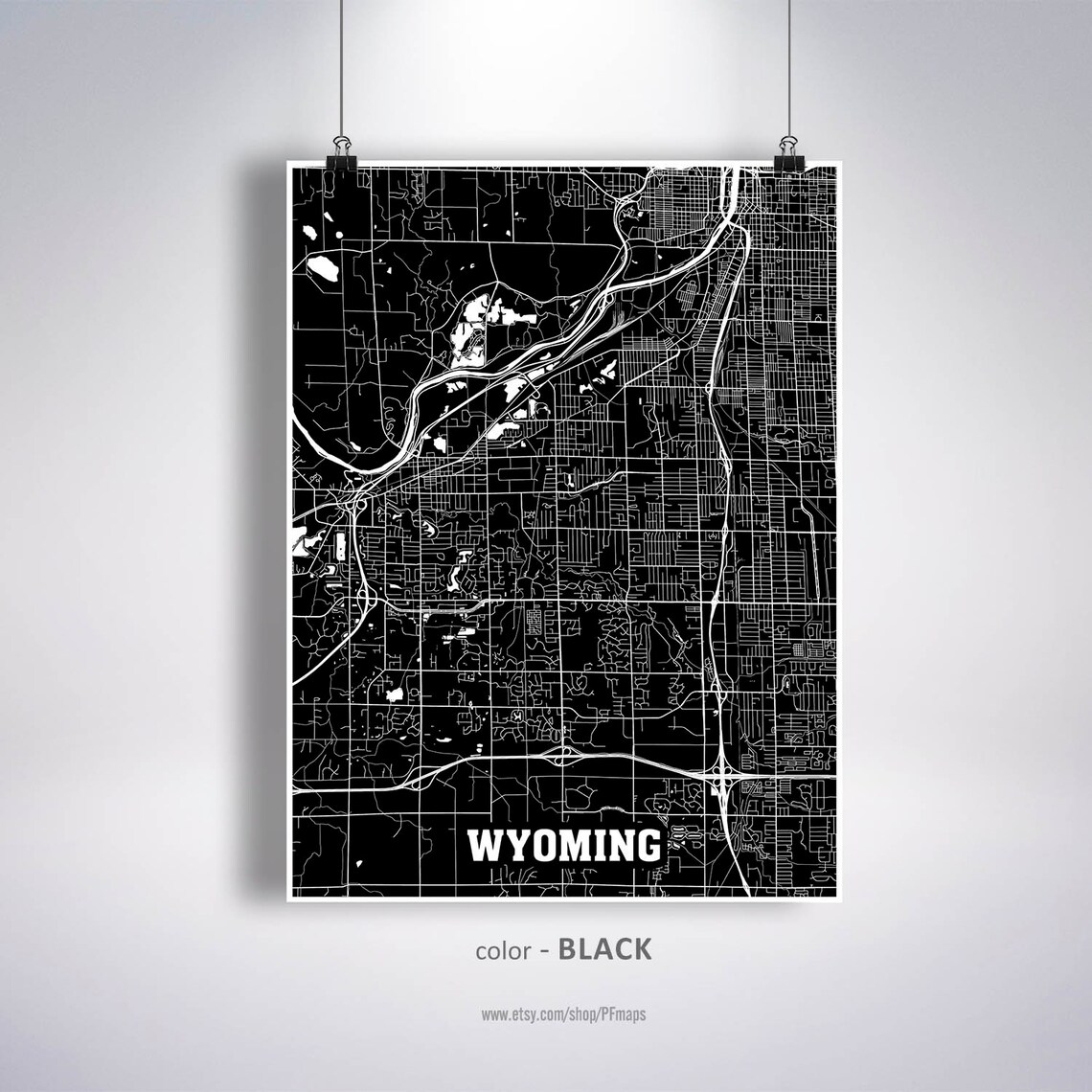 Wyoming Map Print Wyoming City Map Michigan MI USA Map | Etsy