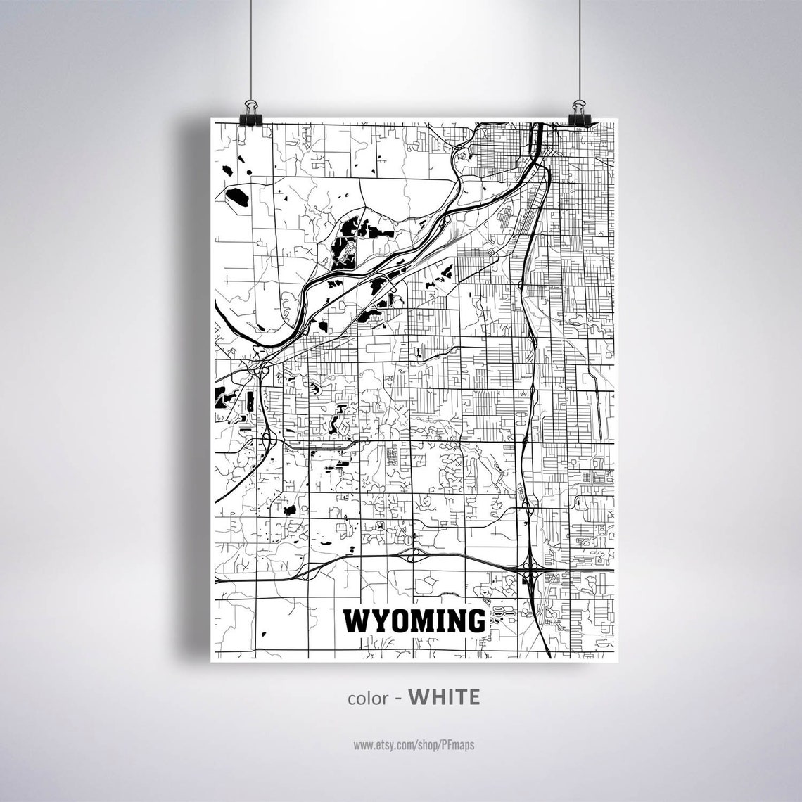 Wyoming Map Print Wyoming City Map Michigan MI USA Map | Etsy