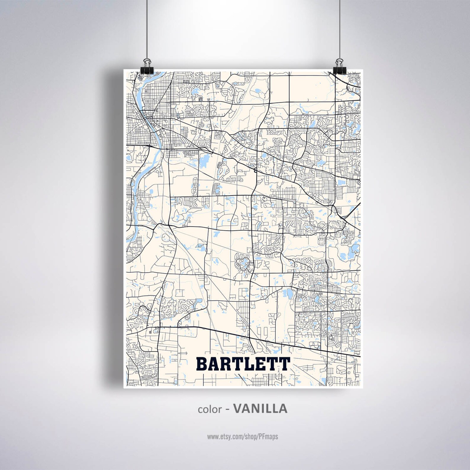 Bartlett Map Print Bartlett City Map Illinois IL USA Map | Etsy