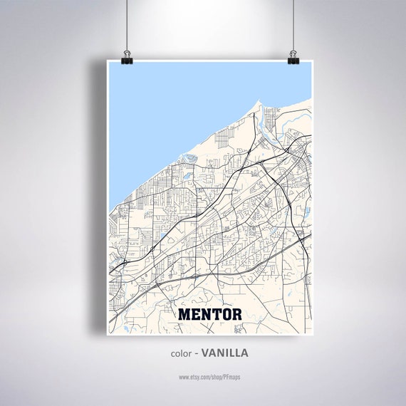 Mentor Map Print Mentor City Map Ohio OH USA Map Poster | Etsy