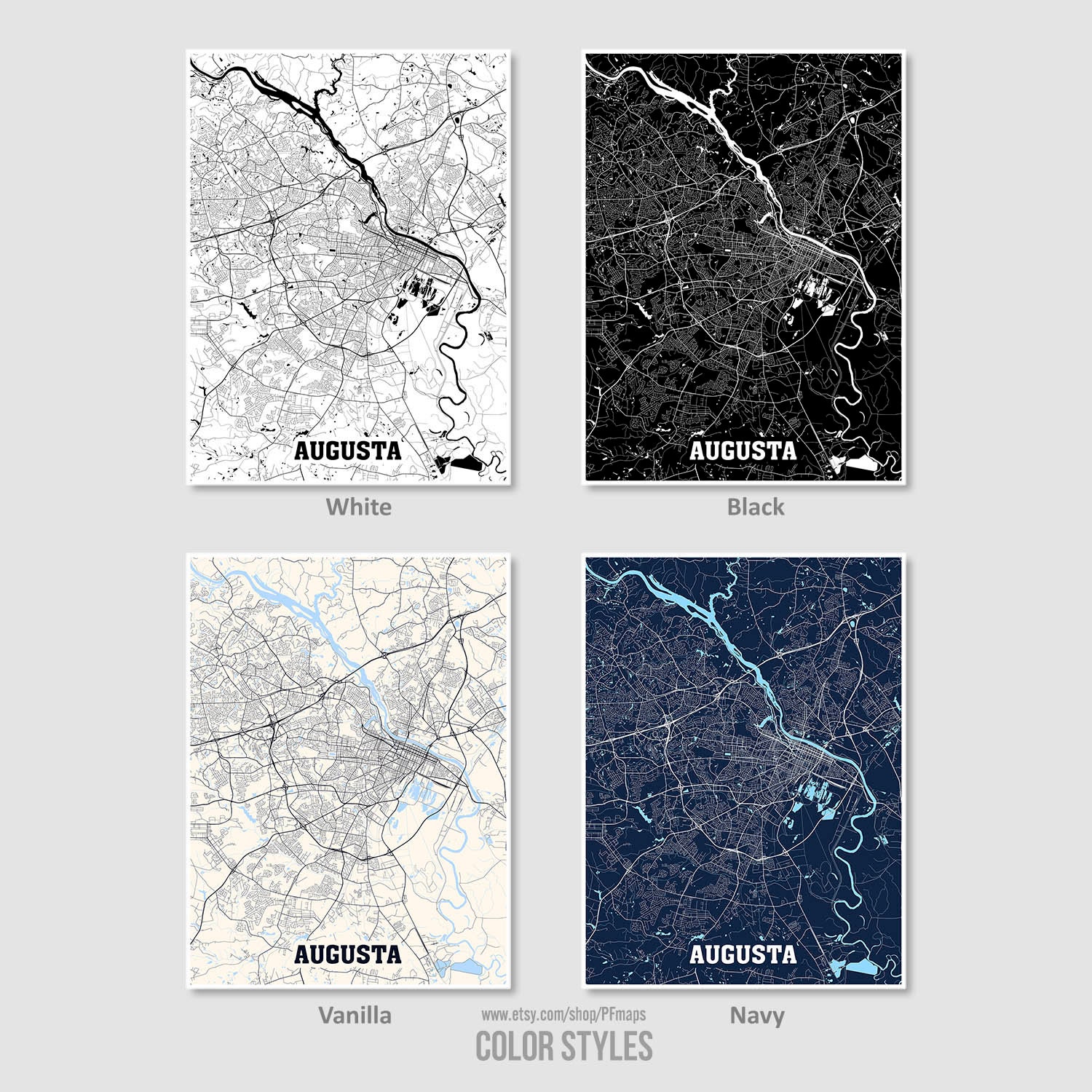 Augusta Map Print Augusta City Map Georgia GA USA Map - Etsy