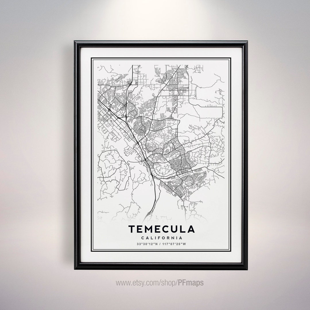 Temecula California Map Minimalist Map Temecula CA Print - Etsy