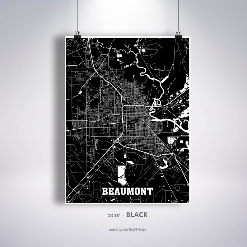 Beaumont Map Print Beaumont City Map Texas TX USA Map | Etsy