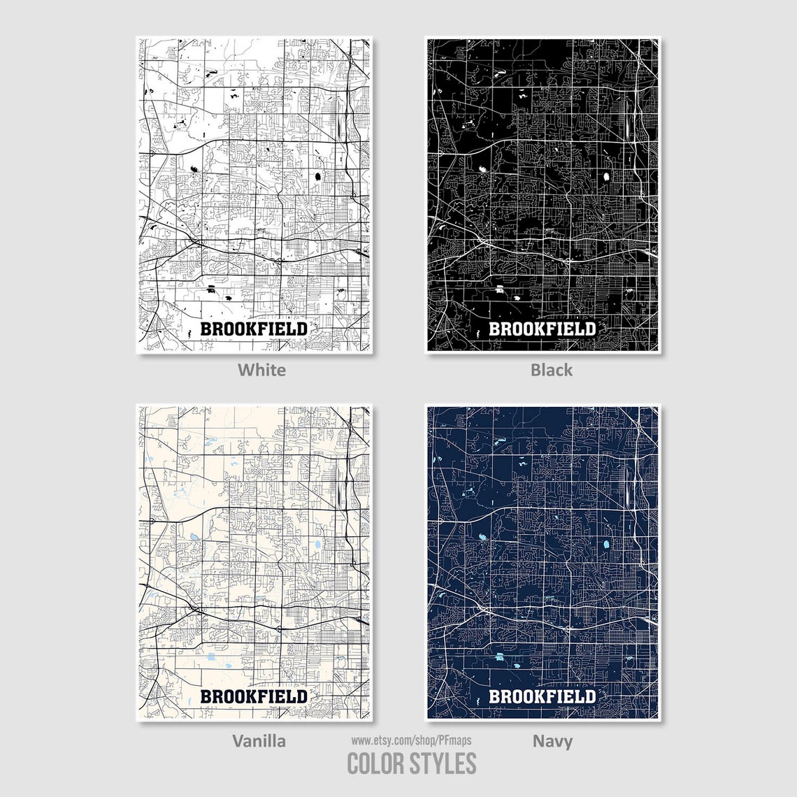 Brookfield Map Print Brookfield City Map Wisconsin WI USA - Etsy