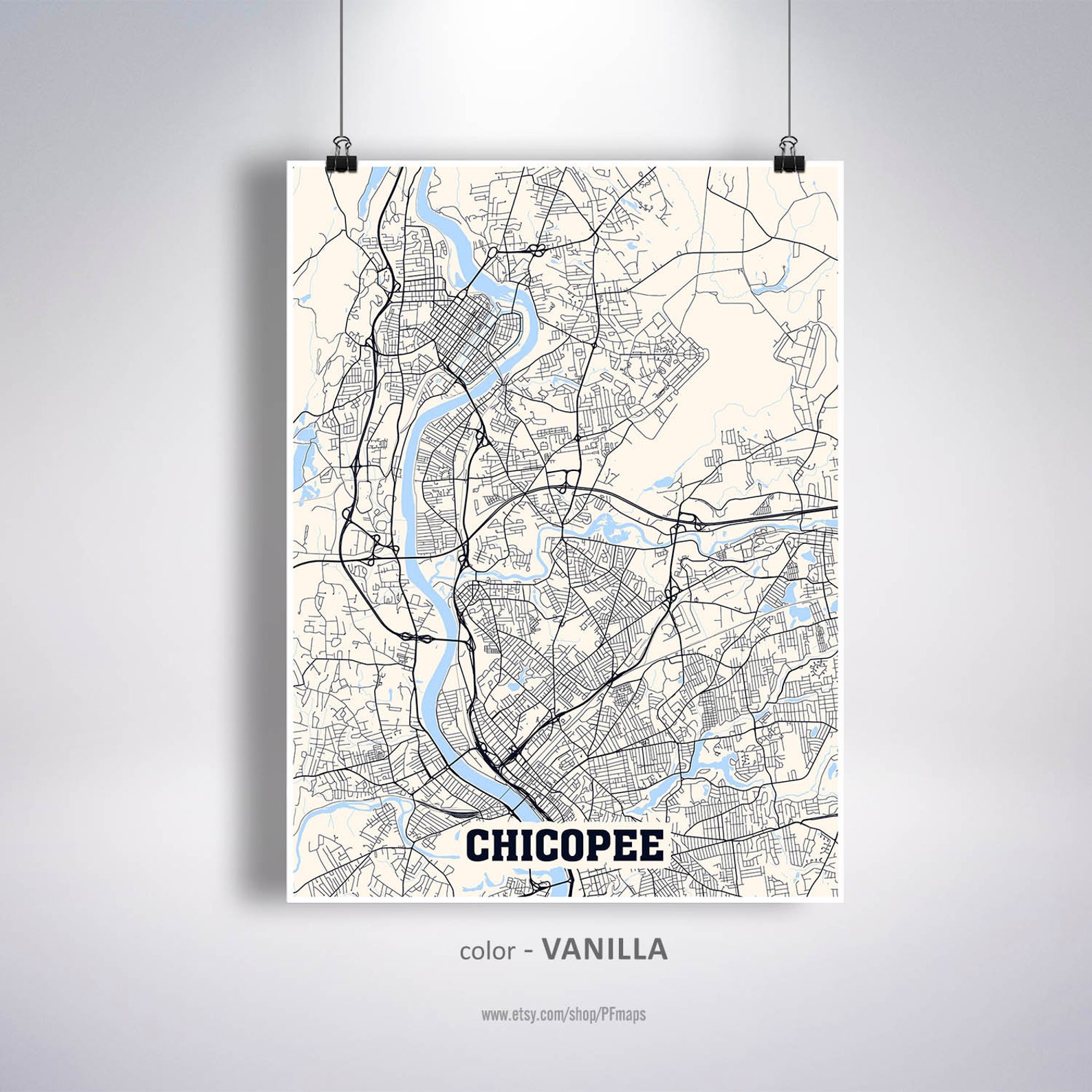 Chicopee Map Print Chicopee City Map Massachusetts MA USA | Etsy