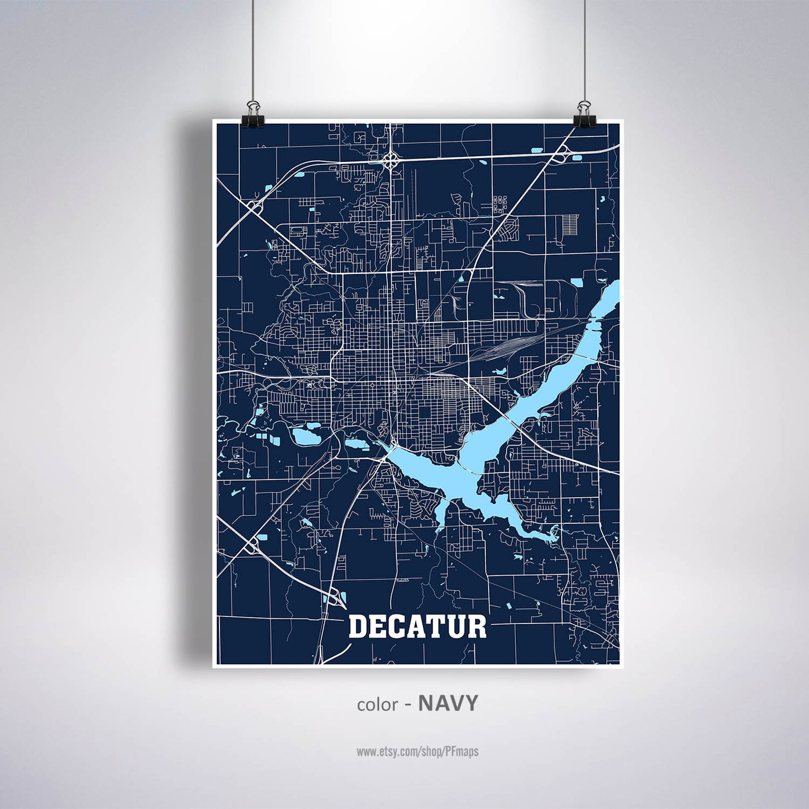 Decatur Map Print Decatur City Map Illinois IL USA Map | Etsy