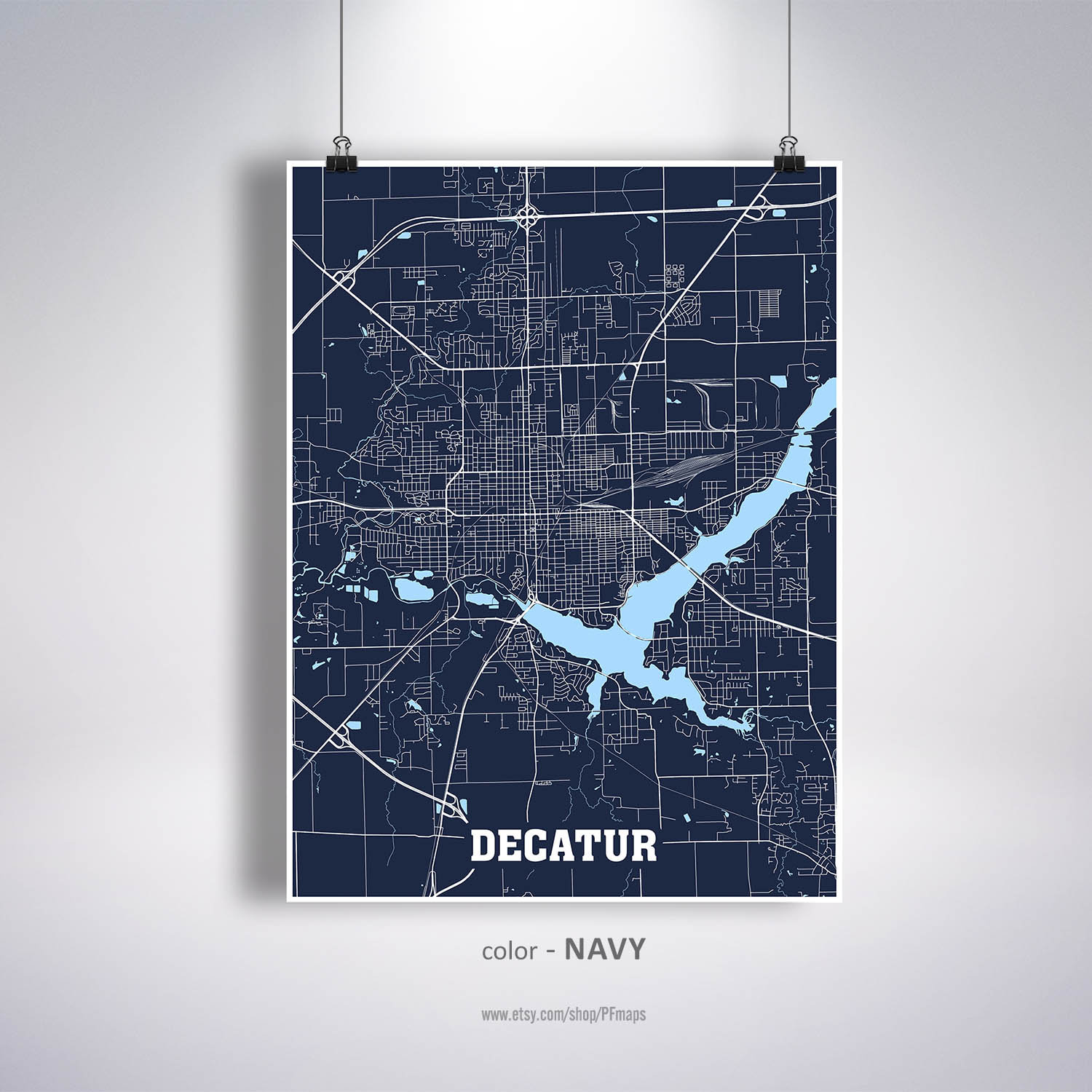 Decatur Map Print Decatur City Map Illinois IL USA Map | Etsy