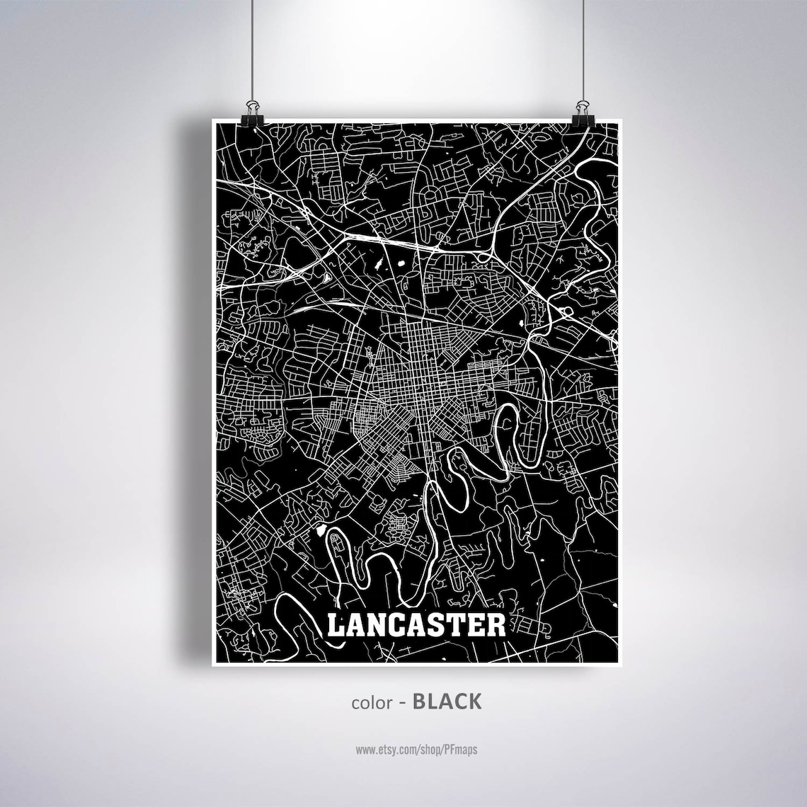 Lancaster Map Print Lancaster City Map Pennsylvania PA USA - Etsy