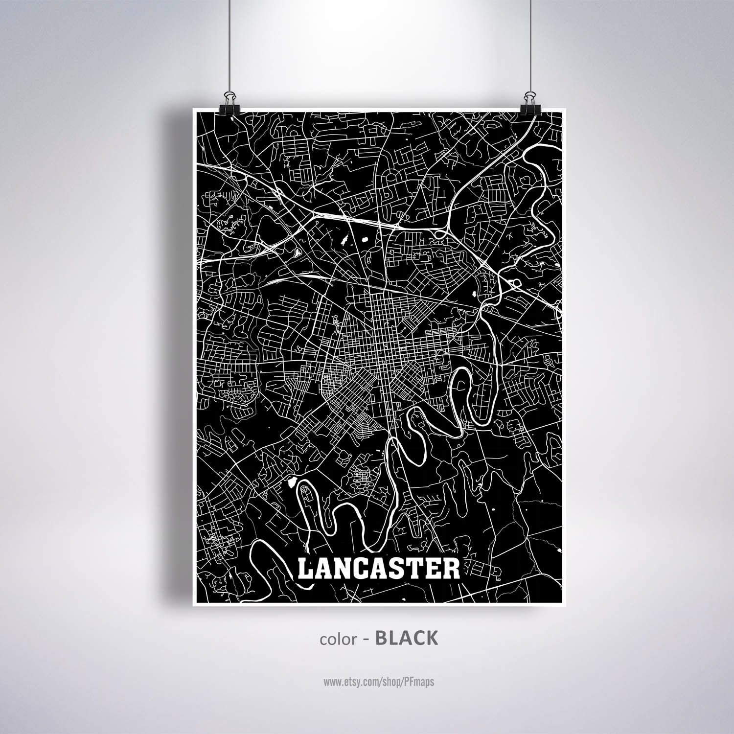 Lancaster Map Print Lancaster City Map Pennsylvania PA USA - Etsy