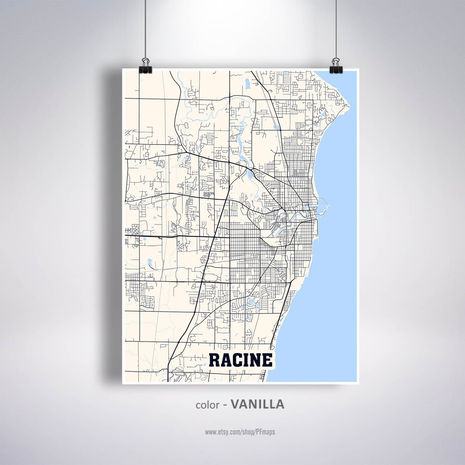 Racine Map Print Racine City Map Wisconsin WI USA Map | Etsy