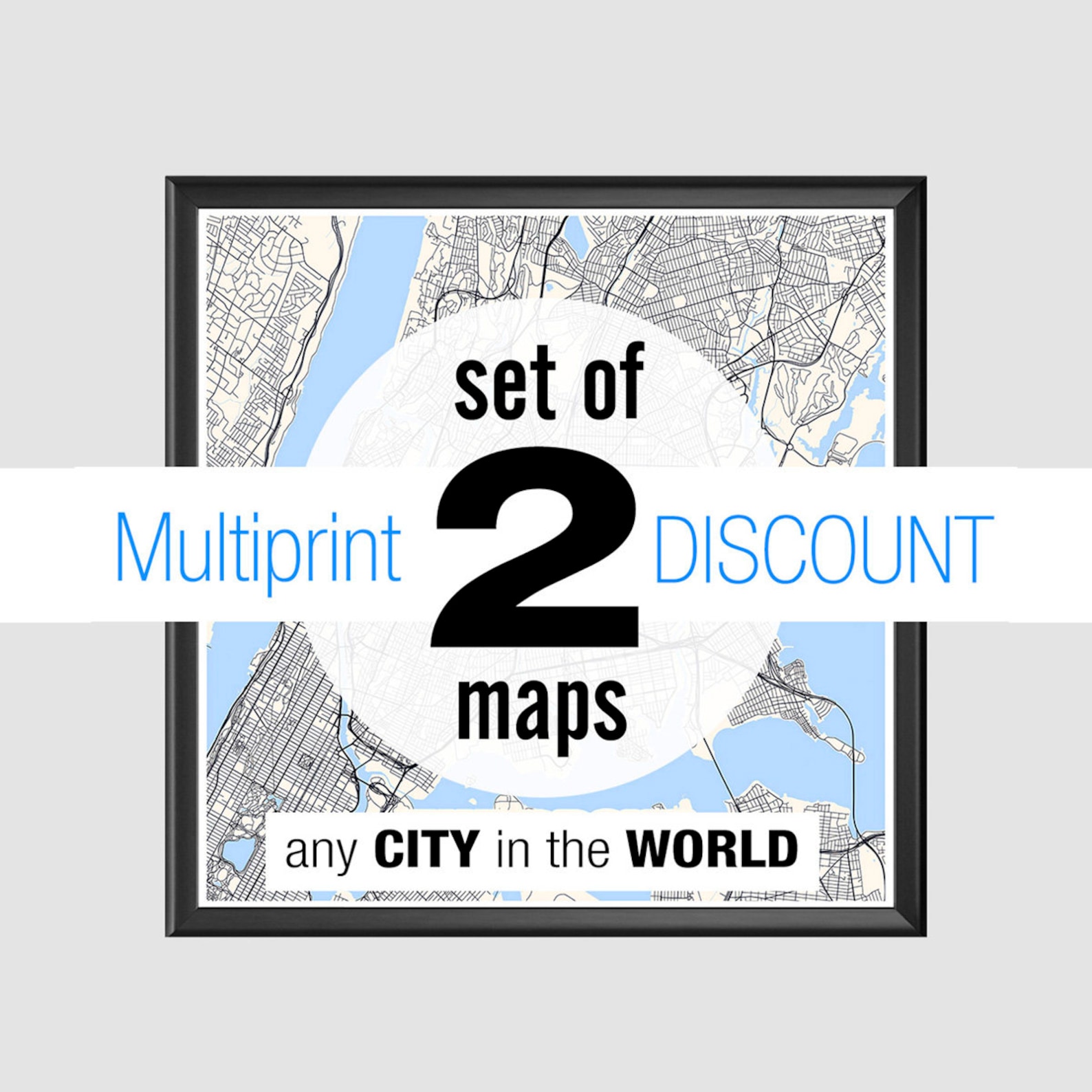 Two Custom City Maps Poster Discount Set Personalized Map - Etsy